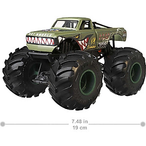 Hot Wheels Monster Truck 1:24 Scale Green Bomber Vehicle with Giant Wheels for Kids Age 3 to 8 Years Old Great Gift Toy Trucks Large Scale