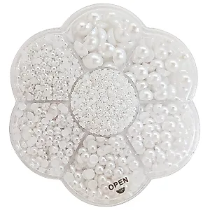 5600 Pieces Half Pearl Beads for Crafting Flatback Crafts Pearls for Nail Art Craft DIY Scrapbooking Jewelry Making Makeup Phone Shoes White Pearls Gems Half Round Flat Back Pearls (2/3/4/5/6/8/10mm)