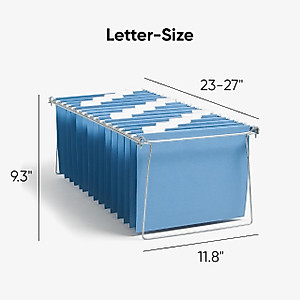 Smead Steel Hanging File Folder Frame, Letter Size, Gray, Adjustable Length 23" to 27", 2 per Pack (64872)