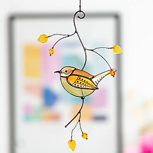 Carolina Wren Handmade Stained Glass Suncatcher Genuine Stained Glass Window Hangings Unique Indoor Ornament & Outdoor Decor