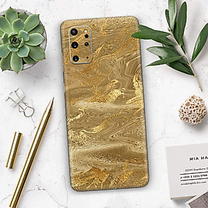 DesignSkinz Molten Gold Digital Foil Swirl V4 Protective Vinyl Decal Wrap Skin Cover Compatible with The Samsung Galaxy S20 (Screen Trim & Back Glass Skin)