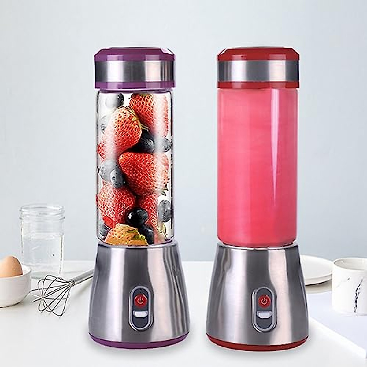 Blender Smoothie Maker Personal Electric Fruit Mixer with 6 Stainless Steel Blades for Superb Mixing USB Juice Blender Portable Juicer Cup for Ice, Frappe, Fruits and Vegetables BPA Free 380Ml (Color