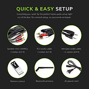 Audioengine HD6 150W Powered Bookshelf Stereo Speakers | Home Music System w/aptX HD Bluetooth, AUX Audio, Optical, RCA, 24-bit DAC (Walnut)