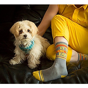Gumball Poodle IT'S OK TO FART Socks Make A Statement, Unisex Gym Sock: Gray, Orange and Yellow
