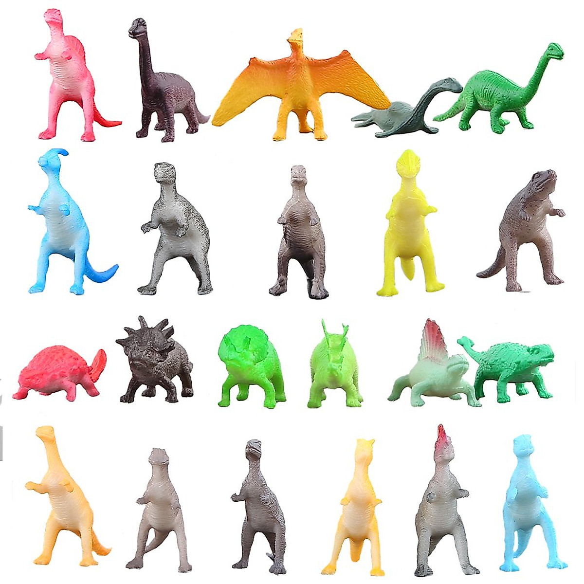 82 Piece Mini Dinosaur Toy Set for Dino Party Favor Supplies Birthday Cupcake Toppers - Assorted Vinyl Plastic Figure Toys for Kids Toddler Pinata Filler School Carnival Prize Bulk Goodie Bag Stuffers