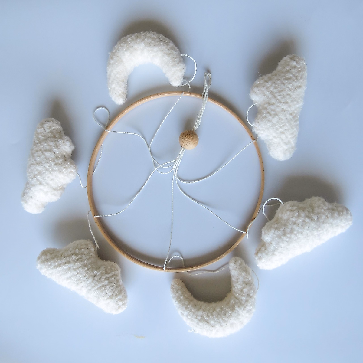 Cloud Crib Mobile Cloud Baby Mobile for Crib Neutral Boho Moon and Clouds Mobile Neutral Nursery Décor Boucle Mobile