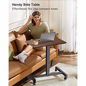 KINGSMITH Mobile Standing Desk 29.1 x 19 Inch Small Adjustable Desk Portable Desk Laptop Desk Support Up to 110IBS for Home Office (Walnut)