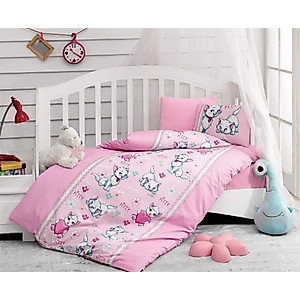 OZINCI 100% Cotton Cat Nursery Baby Bedding, Toddlers Crib Bedding for Baby Girls Boys, Cats Themed Baby Duvet Cover Set,