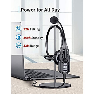Conambo Trucker Bluetooth Headset 5.0 with Microphone Noise Cancelling Wireless Phone Headset 22Hrs Talktime Mute Button Bluetooth Headphones for Cell Phones Business Home Office Trucker