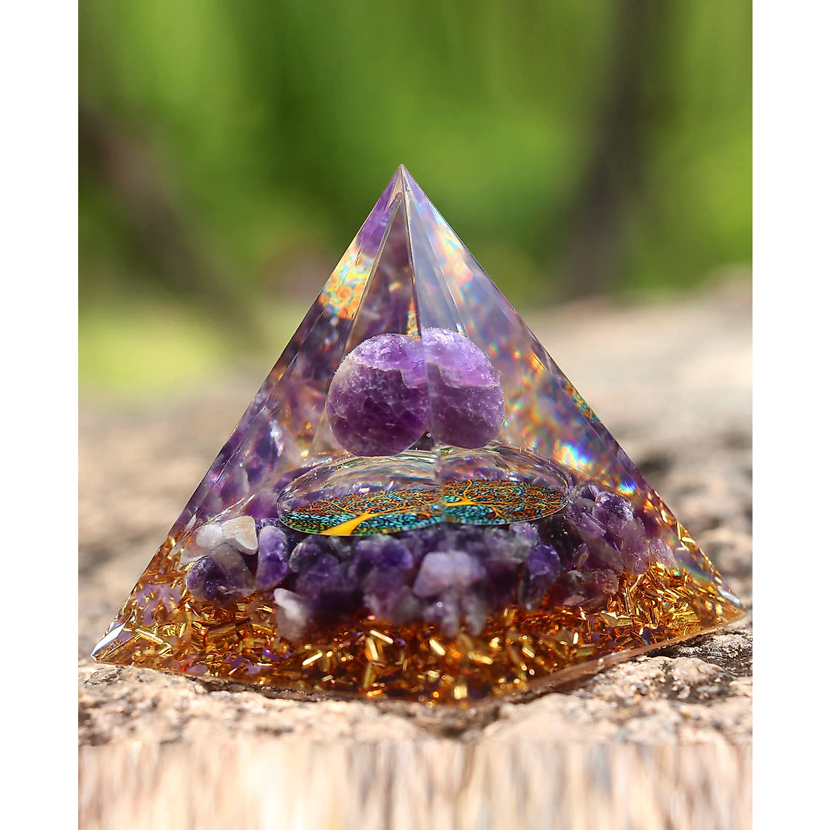WEIENSC Orgone Pyramid - Healing Crystals Pyramid and Healing Stones, Crystal Stone Energy Generator for Yoga Reiki Meditaion Blanacing Chakra