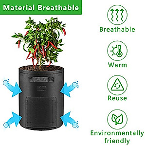 TCBWFY Potato Grow Bags with 2 Flaps 15Gallon,2 Pack Heavy Duty 400g Potato Grow Bags,Planting Bag with Sturdy Handles and 2 Harvest Windows,Vegetable Grow Bags for Planting Potato,Carrots, Carrots