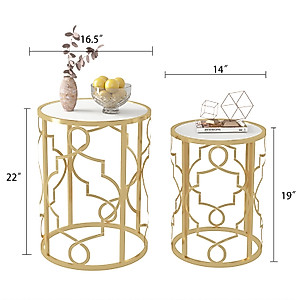 RiteSune Round Side Tables with Wooden Top End Table Set of 2, Mid Century Modern Circle Coffee Tables Accent Table for Small Spaces, Living Room, Bedroom, Foyer, Entryway - Assemble Already
