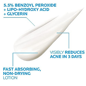 La Roche-Posay Effaclar Duo Dual Action Acne Spot Treatment Cream with Benzoyl Peroxide Acne Treatment for Acne and Blackheads, Lightweight Sheerness, Safe For Sensitive Skin ,0.7 Fl Oz