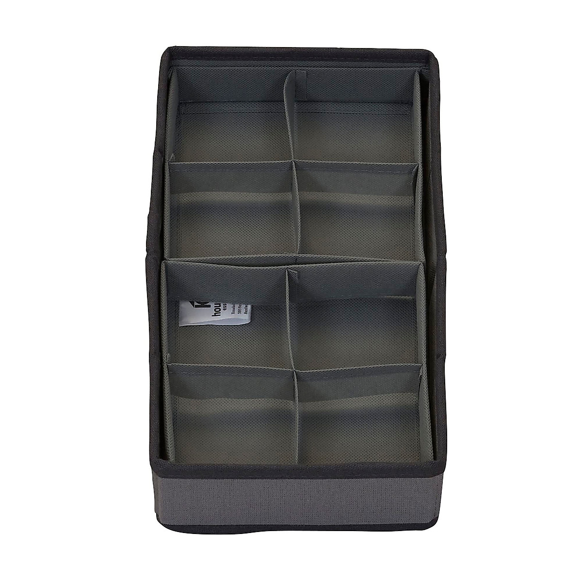 Household Essentials Tabletop Storage Box, Windowed Lid and Front Handle, 8 Compartment Lift-out Tray, 4 Fabric Pouches, Perfect for Special Occasion Tabletop Linens, Gray