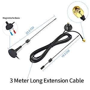 Tonton 2 Pack 10ft 7dBi WiFi Antenna Extension Cable with Magnetic Base for IP Wireless Security Camera and CCTV Wireless Camera System