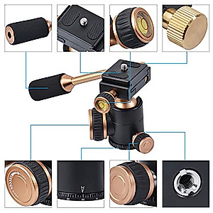 Bestshoot Tripod Head, Flexi-Tilt Universal Ball Head with Quick Release Plate, 1/4 Screw for DSLR Camera, Video Camcorder, Cellphone/Pad, Mirrorless Cameras, Ring Light, Selfie