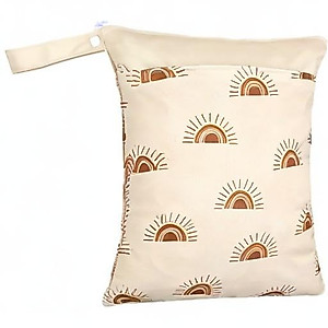 Smarbore Wet Dry Bags for Baby Cloth Diapers & Breast Pump Parts, Waterproof Reusable Wet Bag with Two Zippered Pockets & Handle, Beach Pool Gym Bag Stroller Yoga Toiletries Daycare Organizer