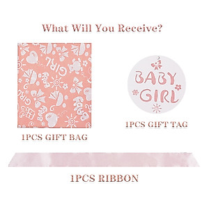 Jaywayang Extra Large Plastic Gift Bag, Jumbo Baby Girl Gift Bag with Ribbon and Tag for Birthday, Baby Shower Giant Gifts Wrapping (60" Pink)