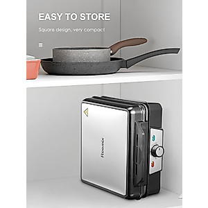 Belgian Waffle Maker 4 Slices, 1200W Waffle Iron, Anti-Overflow Waffle Iron with Browning Knob, Nonstick Plates, Indicator Lights, Silver/Black