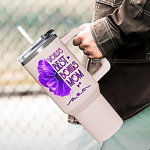 TAMUNBEE Best Bonus Mom Gifts From Daughter, Son - Birthday Gift For Bonus Mom - Stepmom Mothers Day, Christmas, Step mom Gifts Idea For Mother In Law, Stepmom Tumbler 40oz with Handle & Straw