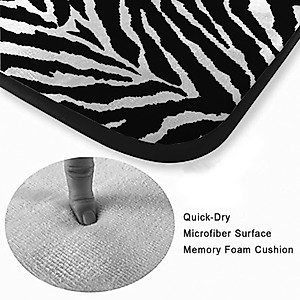 Washable Area Sponge Rug Mat for Kids Girls Bedroom Living Room Zebra, Wild Animals Zebra Skin Fashion Black White Non-Slip Carpet Super Soft Extra Thick Bathroom Dorm Home Indoor Small Floor Rugs