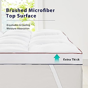 Timimi Mattress Topper California King - Cooling Pillow Top Mattress Topper California King Size Extra Thick Plush Bed Topper Down Alternative Overfilled Soft Mattress Pad for Back Pain