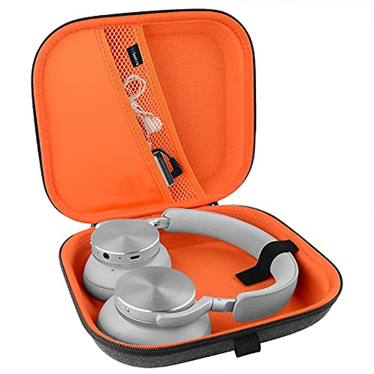 Geekria Shield Headphones Case Compatible with Bang & Olufsen Beoplay H95, H9 3rd Gen, H9i, H8, H8i, H6 Case, Replacement Hard Shell Travel Carrying Bag with Cable Storage (Dark Grey)