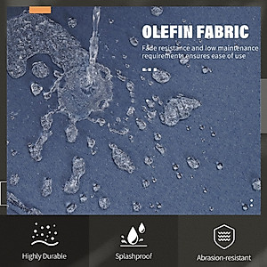 Solaste Aluminum Patio Furniture Set with Metal Fire Pit Table, 7 Seats Metal Outdoor Furniture with Water-Resistant Cushions, Modern Patio Conversation Set for Front Porch, and Backyard, Blue