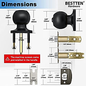 BESTTEN Matte Black Keyed Entry Door Knob, Entrance Door Lock, Standard Ball, All Metal