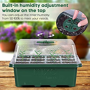 MIXC 10 Packs Seed Starter Tray Seed Starter Kit with Humidity Dome (120 Cells Total Tray) Seed Starting Trays Plant Starter Kit and Base Mini Greenhouse Germination Kit for Seeds Growing Starting