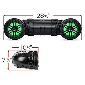 BELVA BPS6RGB UTV/ATV Weatherproof Sound System Dual 6.5” Speakers with 1” Tweeters, Built-in Amplifier, Bluetooth, Aux-in, Multi Color Illumination, Wireless Remote, Easy Installation