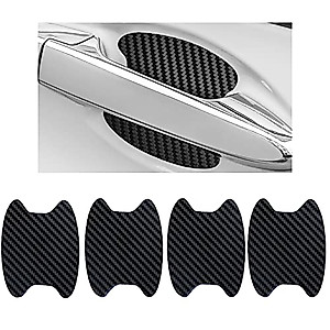 jeseny 4PCS Car Door Handle Sticker, Universal for Most Car Handles, Carbon Fiber Anti-Scratches Car Door Cup Protector, Non-Marking Auto Door Handle Protective Film (Black)