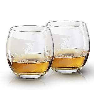 Etched World Decanter Whiskey Globe - Antique Airplane The Wine Savant 850ml, Whiskey Stones and 2 World Map 10 oz Glasses, Pilot Gift