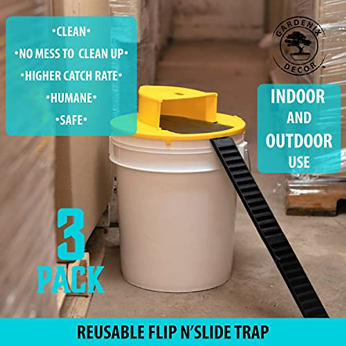 Gardenix Decor 5 Gallon Bucket Lid Mouse Rat Trap - Automatic Reset Flip and Slide Mouse Trap - Humane Mouse Rat Traps for Indoor Outdoor Use - Reusable Mouse Trap 5 Gallon Bucket Lid for Chicken Coop
