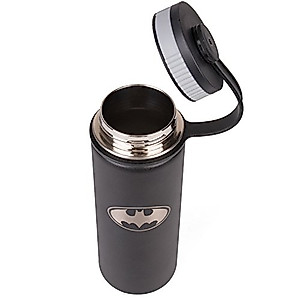 Batman Stainless Steel Travel Water Bottle, 18oz - Wide Mouth Double Walled Vacuum Insulated Thermos for Coffee & More - Gift for DC & Justice League Fans, Teens, Adults, Fathers Day