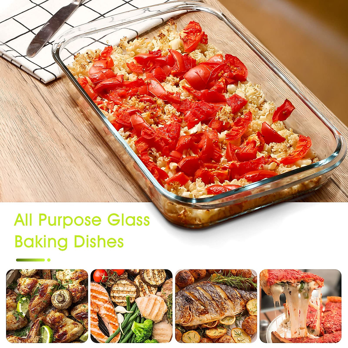 1 Liter Mini (5.5in x 8in) Glass Baking Dish for Oven, Single Serving Glass Pan for Cooking Small Glass Casserole Dish Rectangular Baking Pan Glass Oven Bakeware