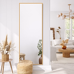 NeuType Full Length Mirror Wall Mirror 59" x 20" Gold Aluminum Alloy Frame Full Body Mirror Standing Mirror Floor Mirror for Living Room Bedroom Hallway Dressing