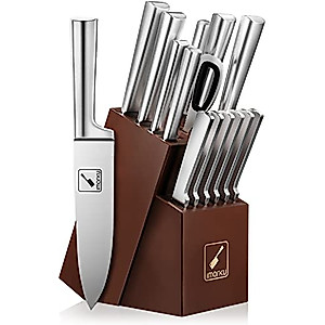 Knife Set - imarku Kitchen Knife Set 15 Pieces Japanese Stainless Steel Knife Block Set with Sharpener - Dishwasher Safe Kitchen Knives - Ultra Sharp Chef Knife Set for Kitchen, Best Mothers Day Gifts