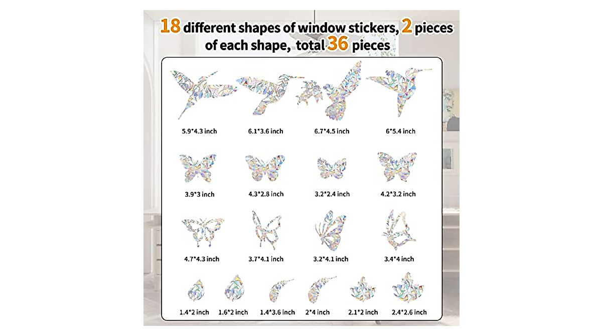 36 Bird Window Decals Prevent Bird Strikes & Enhance Home Decor
