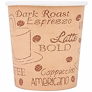 ECODESIGN-US 4 Ounce Disposable Espresso Paper Cups with Black Lids - 50 Sets - Print - Small Portion Sample Shots (50, print)