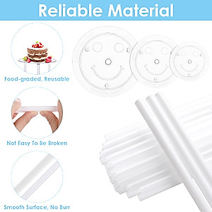 Cake Dowel Rods Set, 15 Pcs Cake Dowels Rods with 3 Pcs Cake Boards (4, 6, 8 Inch) Cake Dowels for Tiered Cakes, Plastic Cake Support Rods for Wedding Cake Construction and Stacking