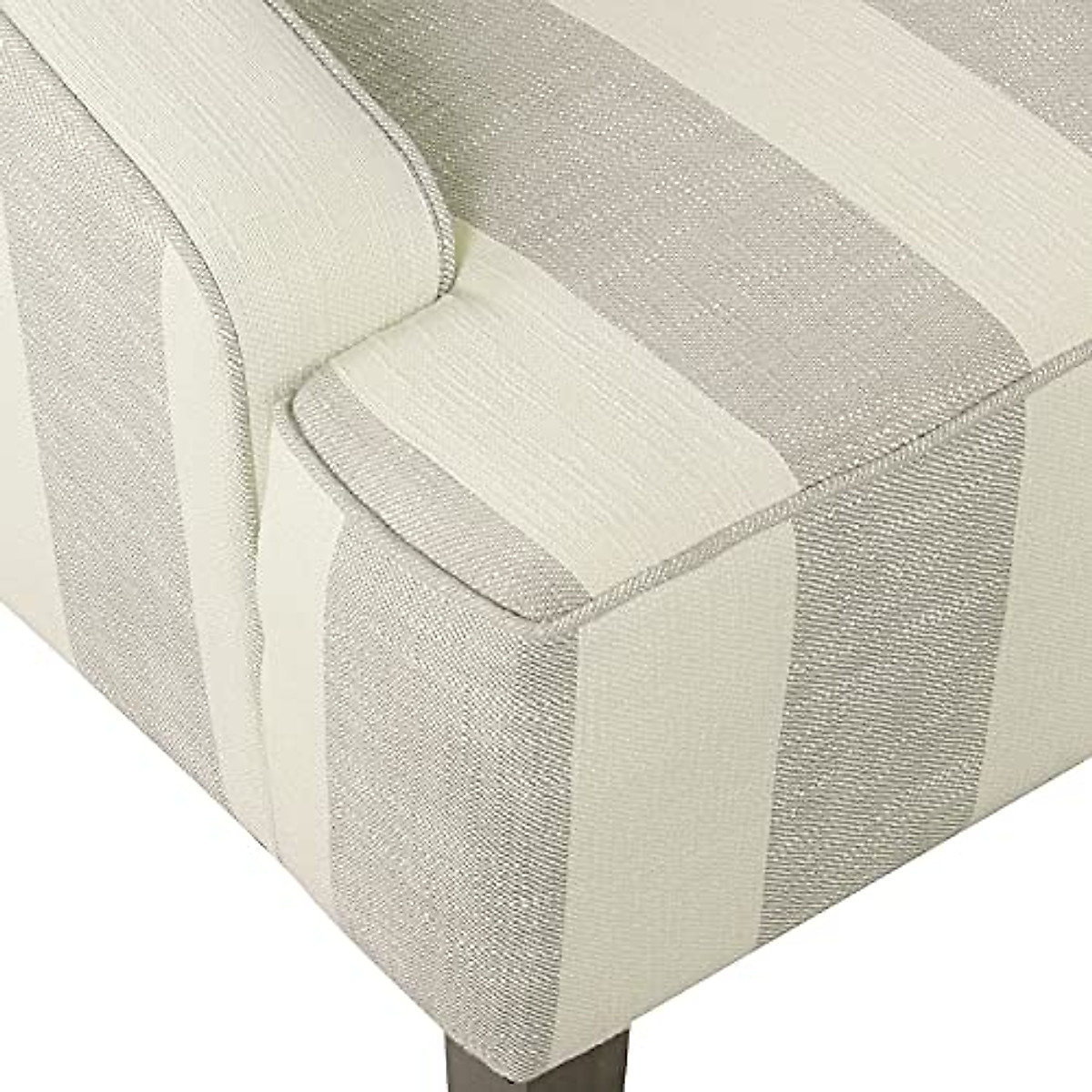 HomePop Velvet Swoop Arm Accent Chair, Grey Awning Stripe