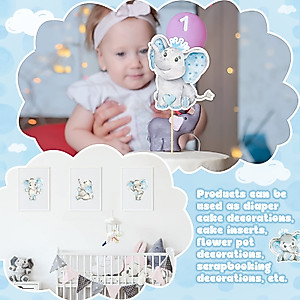 Tatuo Elephant Cutouts 36 Pcs Elephant Theme Baby Shower Decorations Cute Blue Elephant Cutouts for Baby Shower, Birthday Party, Gender Reveal Party Supplies