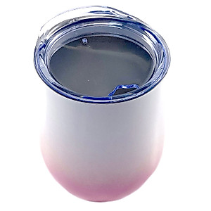 Trend Setters 12 oz Stemless Stainless Steel Wine Tumbler with Lid - White to Pink Ombre