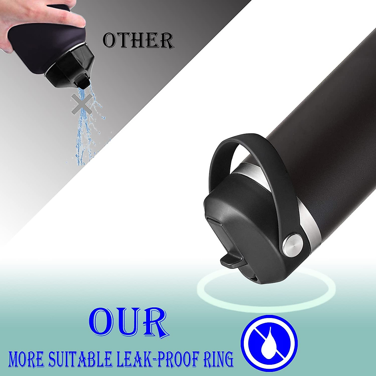 Straw Lids for YETI Rambler Bottle 12 18 26 36 64 oz, Rubber Coated Bite Valve Flexible Handle Lid for Yeti Straw Lid or Chug Cap Top Replacement Water Bottle Accessories