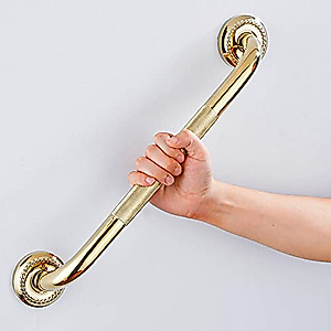 IMPEU Textured Shower Grab Bar, 12-Inch Bathroom Support Rails, Stylish Safety Armrest Hand Rail, Polished Brass/Gold Finish, Good for Senior, Kids, Elderly
