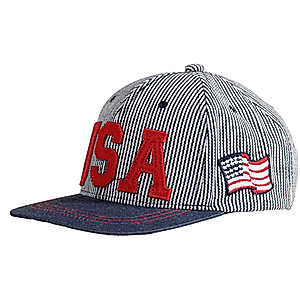 Toddler-Striped-Baseball-Hat American-Flag Snapback Hat Boys Cotton Sun Hat (Blue, 2-6Years)