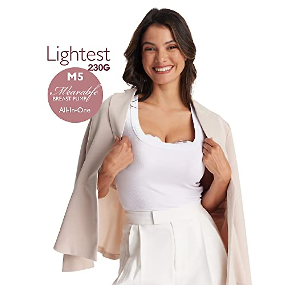 Momcozy M5 Hands Free Breast Pump, Double Wearable Breast Pump of Baby Mouth Double-Sealed Flange with 3 Modes & 9 Levels, Electric Breast Pump Portable - 24mm, 2 Pack Cozy Red