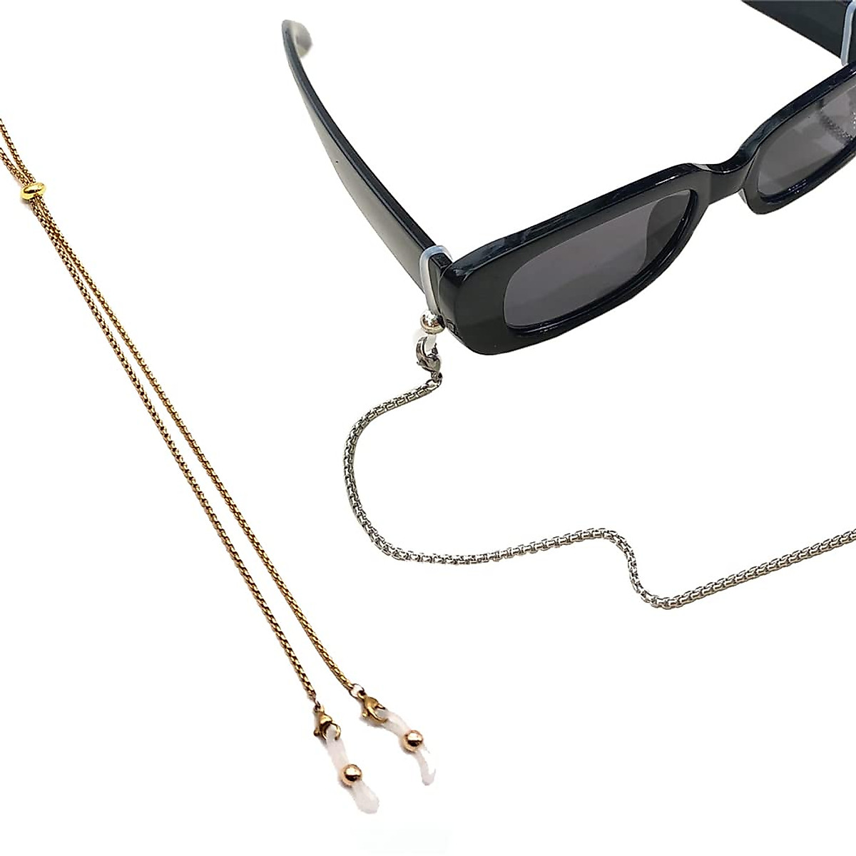 DECKER Metal Glasses Chain for Women Gold and Silver Eyeglasses Holder 2 PCS PACK Women’s eyeglass chain eyewear retainer Eyeglasses Holder Around Neck