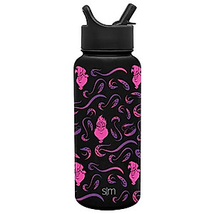 Simple Modern Disney Villains Water Bottle with Straw Lid Insulated Stainless Steel Metal Thermos | Gifts Reusable Leak Proof Flask for Gym Sports | Summit Collection | 32oz The Little Mermaid Ursula